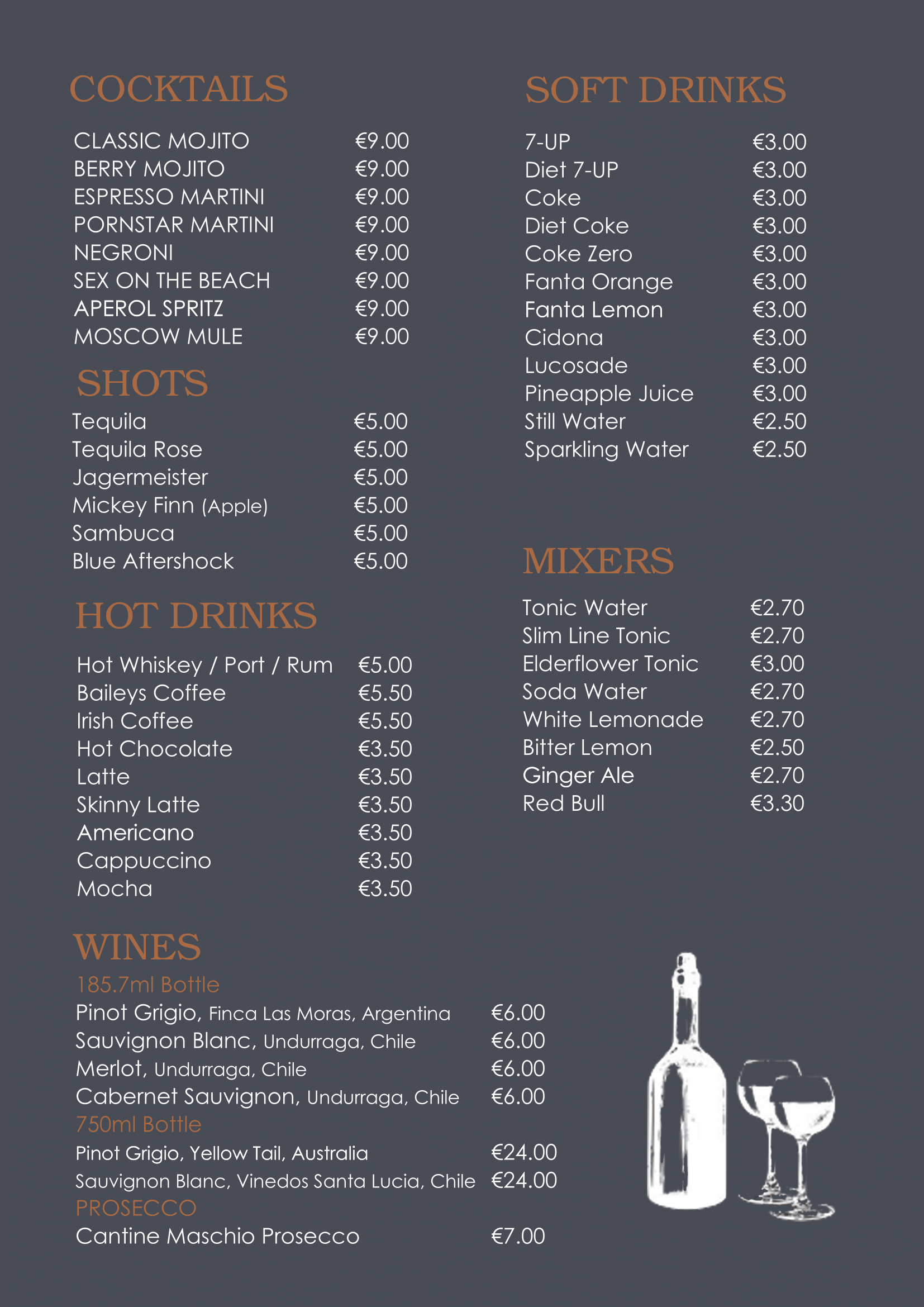 Drinks Menu | Walshs Public House